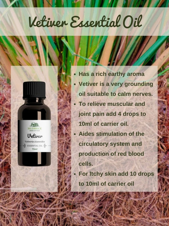 Vetiver Essential Oil Certified Organic Mudbrick Herb Cottage